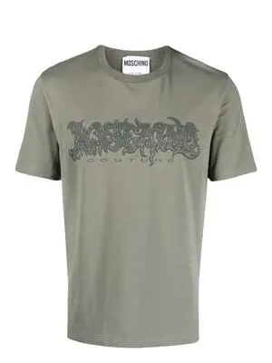Moschino Logo-print Stretch-cotton T-shirt - Grey