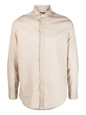 LARDINI Long-sleeve Buttoned Cotton Shirt Neutrals