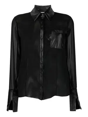 Patrizia Pepe Panelled Semi-sheer Shirt - Black