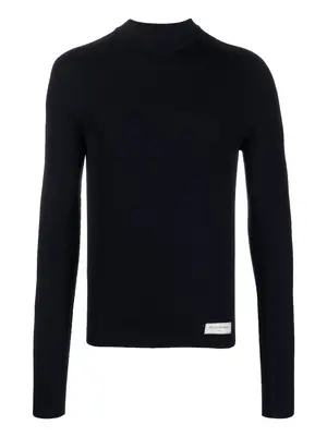 Balmain Logo-patch Merino Wool Jumper - Blue