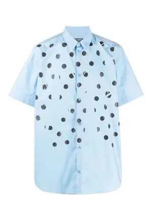 Raf Simons Polka Dot Print Cotton Shirt - Blue