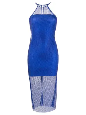 Patrizia Pepe Rhinestone-embellished Mesh Midi Dress - Blue