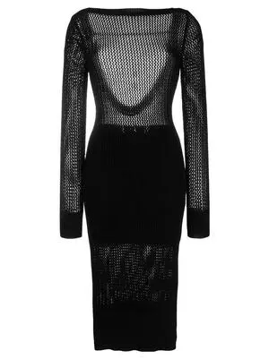 Patrizia Pepe Crochet-knit Midi Dress - Black