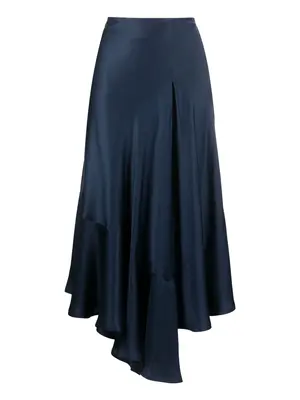 Colville Asymmetric-hem Silk Skirt - Blue