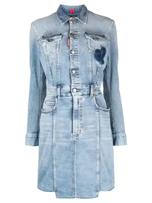 Dsquared2 Button-up Denim Shirt Dress - Blue
