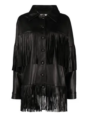 DANCASSAB Loretta Fringed Leather Jacket - Black