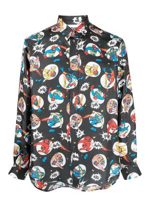 MOSCHINO Comic-print Silk Shirt