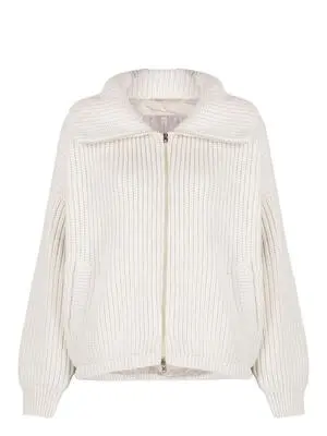 Herno Chunky-knit Zip-up Cashmere Cardigan Neutrals