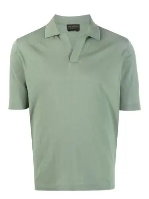 DELL'OGLIO Open-placket Cotton Polo Shirt - Green