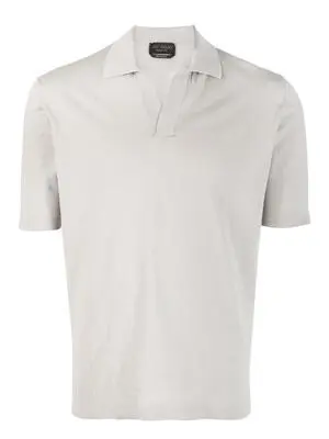 DELL'OGLIO Open-placket Cotton Polo Shirt - Grey