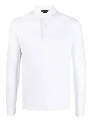 DELL'OGLIO Long-sleeve Cotton Polo Shirt - White