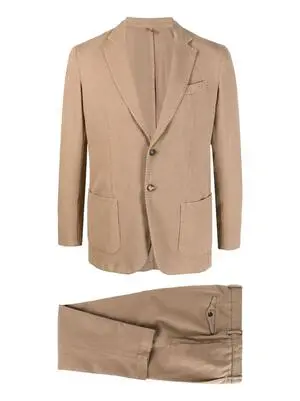 DELL'OGLIO Single-breasted Cotton-linen Suit - Neutrals