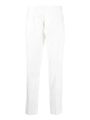 DELL'OGLIO Pleated Tapered Trousers - White