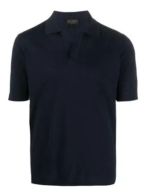 DELL'OGLIO Open-placket Cotton Polo Shirt - Blue