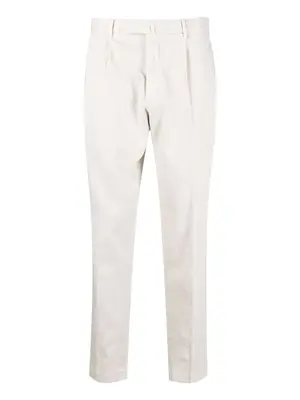 DELL'OGLIO Pleated Tapered-leg Trousers - Neutrals