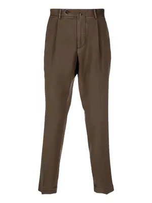 DELL'OGLIO Tapered-leg Tailored Trousers - Brown