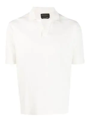DELL'OGLIO Open-placket Cotton Polo Shirt - White