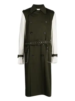 WALES BONNER Echo Panelled Trench Coat - Green