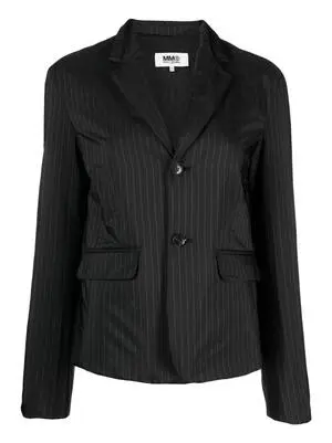 MAISON MARGIELA Single-breasted Pinstripe Blazer - Black