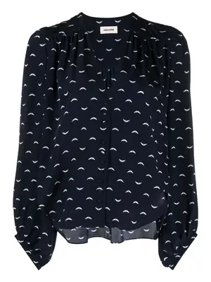 Zadig&Voltaire Graphic-print Long-sleeved Blouse - Blue