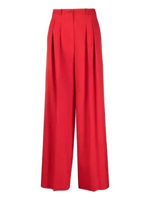 Michael Kors Box-pleat Wool Palazzo Trousers - Red