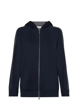 Brunello Cucinelli Zip-up Cotton-blend Hoodie - Blue