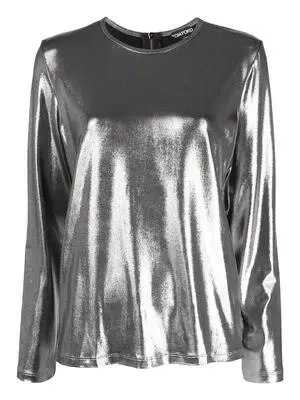 TOM FORD TOM FORD Metallic Laminated Long-Sleeve Top