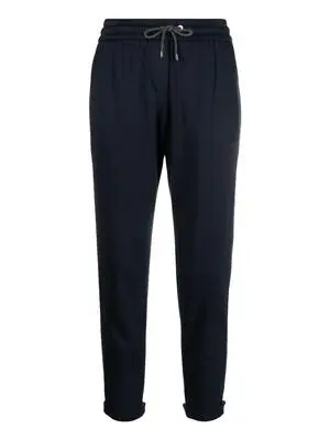 Brunello Cucinelli Cropped Drawstring-waistband Trousers - Blue