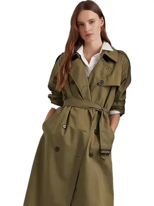 Ralph Lauren Ralph Lauren Double-Breasted Twill Trench Coat Olive Fern