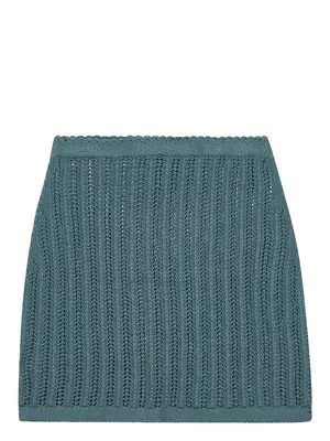 Savannah Morrow Mirana Crocheted Mini Skirt - Slate Blue