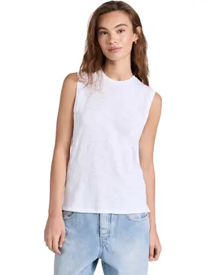 ATM Anthony Thomas Melillo Sleeveless Schoolboy Tee - White