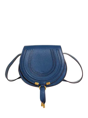 Chloé Chloé Small Marcie Leather Crossbody Bag Deep Denim