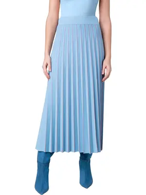Akris Pleated Knit Midi Skirt - Sky-red