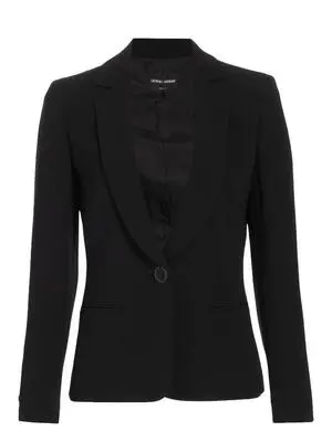 Giorgio Armani Silk Button-front Blazer - Black