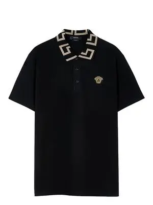 Versace Piquet Cotton Polo Shirt Black