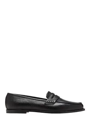 Manolo Blahnik Perrita Leather Penny Loafers - Black
