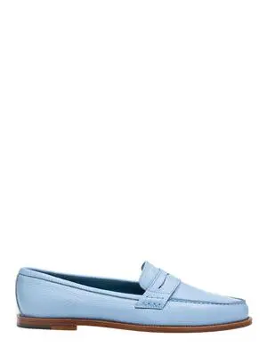 Manolo Blahnik Perrita Leather Penny Loafers Blue