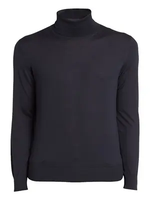 Zegna Cashseta Cashmere-silk Turtleneck Sweater - Navy Solid