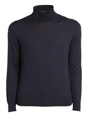 Zegna Cashseta Cashmere-silk Turtleneck Sweater - Navy Solid