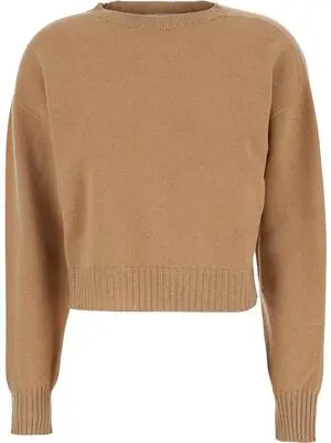 TWINSET Crew Neck Wool-Cashmere Sweater Beige