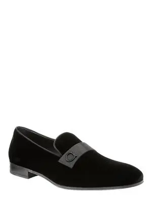 FERRAGAMO Lapo Smoking Slipper Loafers - Nero
