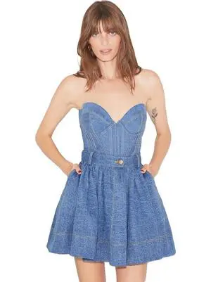 Fleur Du Mal Bustier Top - Denim