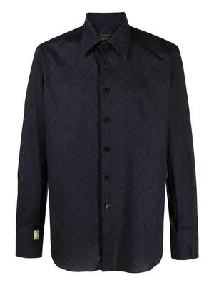 BILLIONAIRE Monogram-print Cotton Shirt - Black