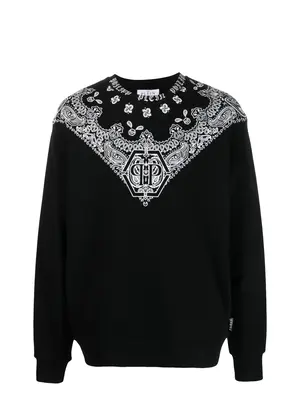 Philipp Plein Bandana Print Crew Neck Sweatshirt - Black