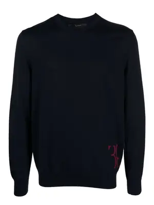 BILLIONAIRE Monogram-embroidered Knitted Jumper - Blue