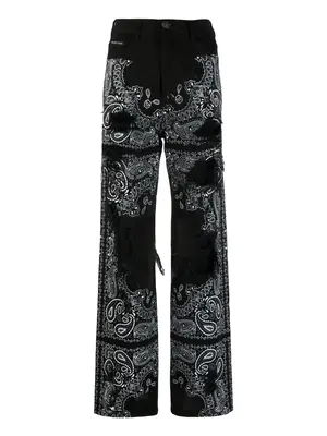 Philipp Plein Ripped Paisley-print Jeans - Black