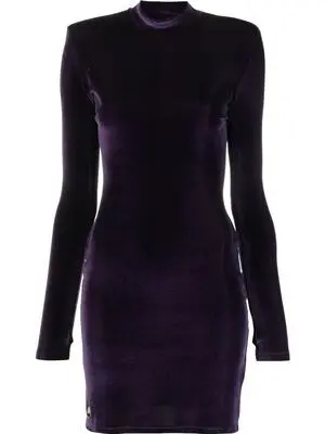 Philipp Plein Logo-plaque Velvet Mini Dress - Purple