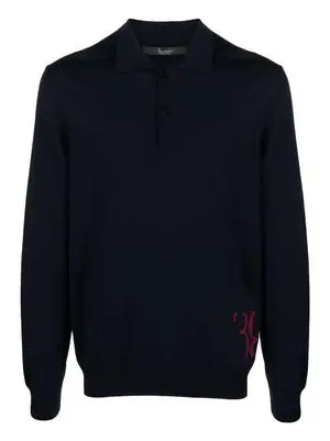 BILLIONAIRE Merino-blend Polo Jumper - Blue