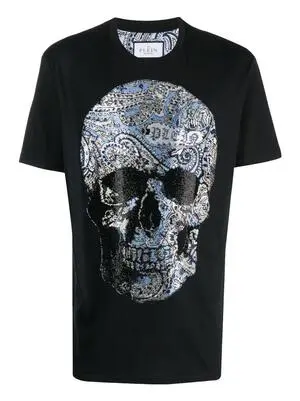 PHILIPP PLEIN Paisley Skull Round Neck T-shirt