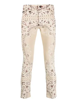 Philipp Plein Bandana Print Skinny Jeans - Neutrals